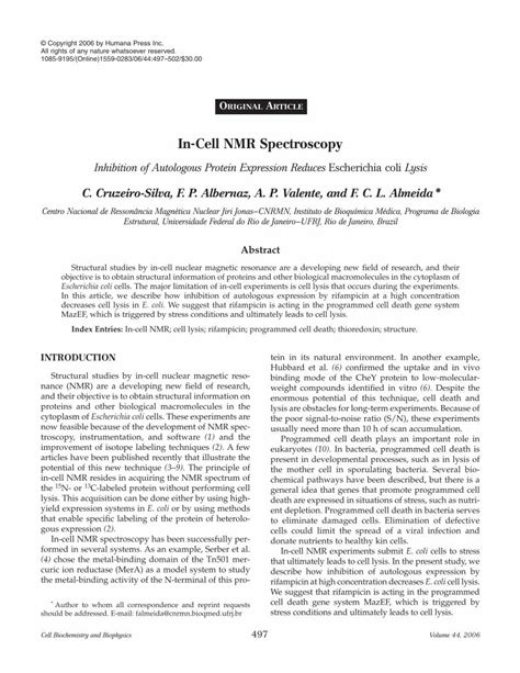 Pdf In Cell Nmr Spectroscopy Dokumen Tips