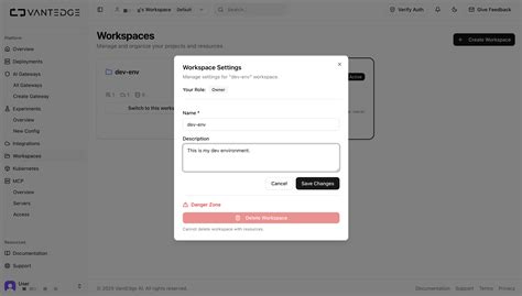Workspaces Vantedge Documentation