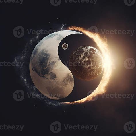 Symbol Of Yin And Yang Day And Night Sun And Moon Fire And Water