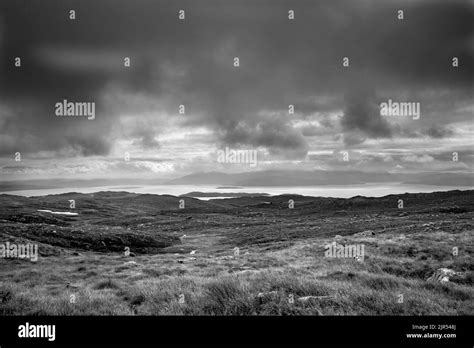 Blackwhite Landscape Of Applecross Pass West Coast Scotland Stock