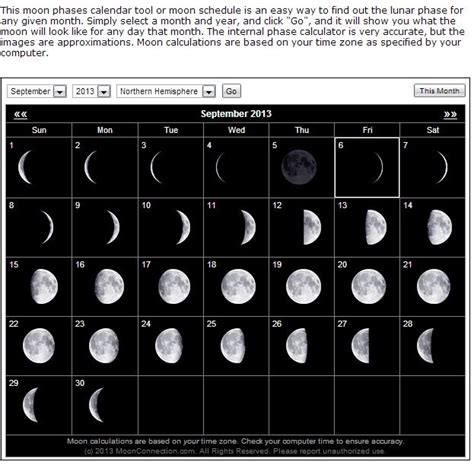 Moon Phases Calendar Schedule Moon Phases And Lunar Calendar On The