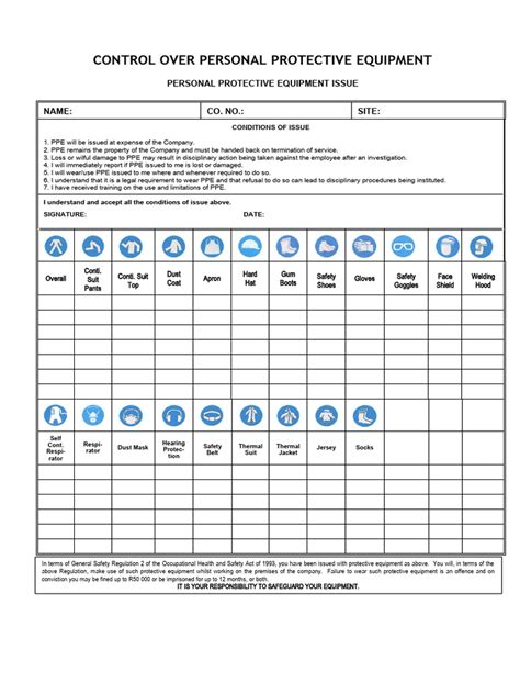 Ppe Issuing Register Pdf Personal Protective Equipment Labor