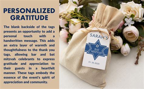 Andaz Press 60 Pack Personalized Barbat Mitzvah Favor Tags