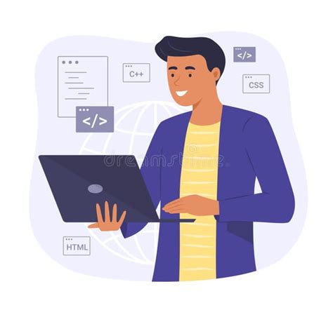 Programmer Process Coding For Software Development Concept Illustration