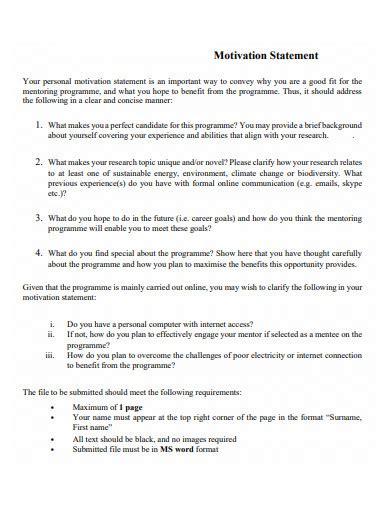 10 Motivation Statement Examples To Download