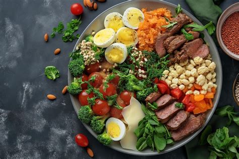 Premium Ai Image A Nutritious Plate Featuring A Variety Of Foods