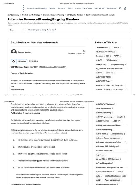 Batch Derivation In Sap Erp Pdf Enterprise Resource Planning