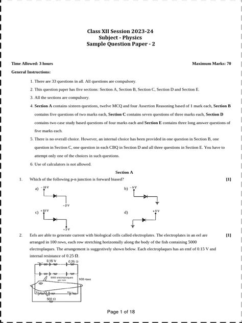 Physics Sample 2 Xii 2024 Pdf Electricity Materials Science