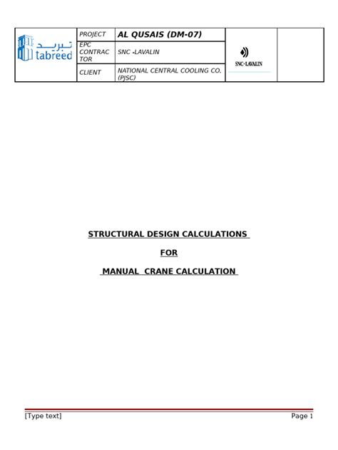 Manual Crane Calculation Pdf Bending Beam Structure