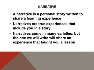 Writing A Narrative Pptx