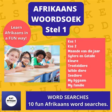 Afrikaans Woordsoek Stel 1 Eat Afrikaans
