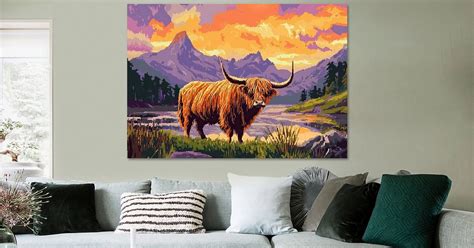 Scottish Highland Cattle Pixel Art By Niklas Maximilian On Canvas