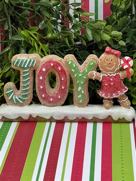 Joy Gingerbread Gingerbread Decor Tiered Tray Decor Christmas Decor