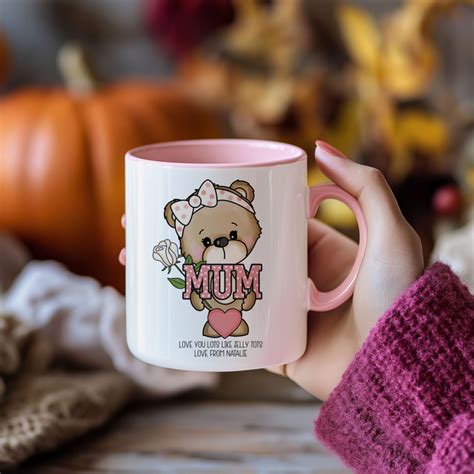 Personalised Cute Teddy Mum Mug