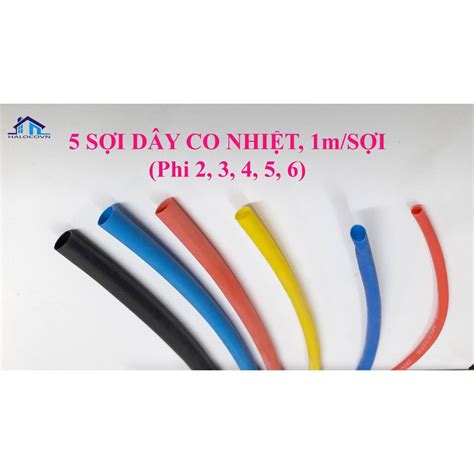 Bộ 5 ống Ghen Co Nhiệt Từ Phi 2 đến 6 Mỗi Sợi Dài 1m Lazadavn