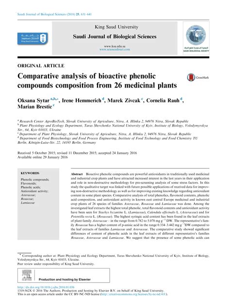 PDF Comparative Analysis Of Bioactive Phenolic Compounds Composition From Medicinal Plants
