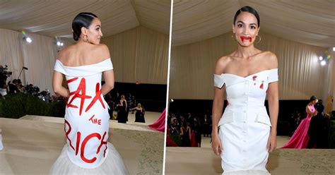 Aoc Wears Eat The Rich Dress To Met Gala Then Literally Eats 4 Rich