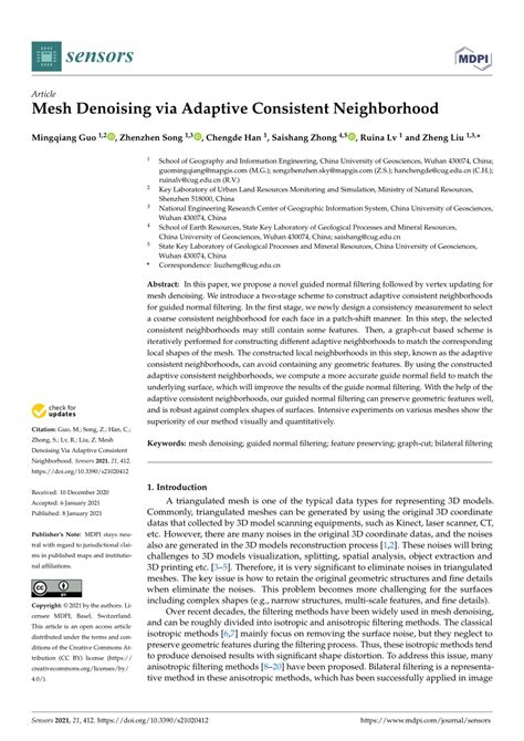 Pdf Mesh Denoising Via Adaptive Consistent Neighborhood
