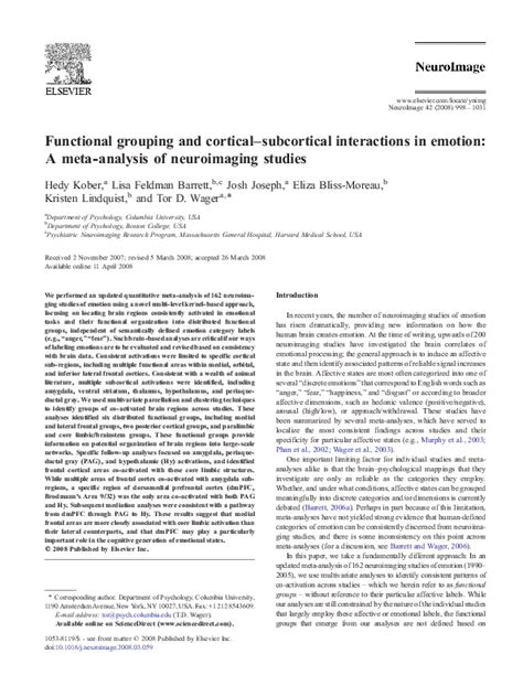 Pdf Functional Grouping And Cortical Subcortical Interactions In