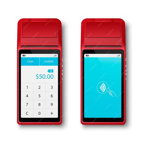 Premium Vector Vector 3d Red Nfc Payment Machine Set Isolated