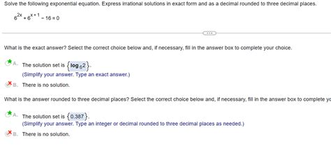 Solved Solve The Following Exponential Equation Express Chegg