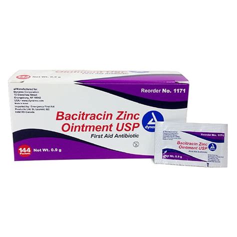 Dynarex Bacitracin Zinc Ointment 9g Foil Packet 144box Med Vet