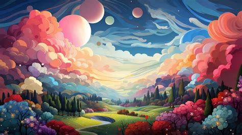 Premium Ai Image Create A Rainbowcore Flat Illustration Of Planets