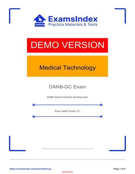 Danb Gc Exam Demo Medical Technology And Chairside Assisting