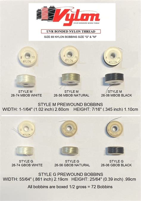 Vylon Nylon Bobbins Size 69
