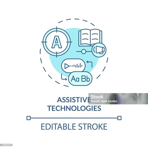 2d Blue Line Icon Assistive Technologies Concept Stock Illustration