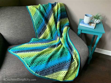 On The Bias Rectangular Afghan Free Crochet Blanket Pattern A