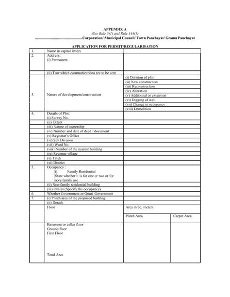 Application For Permit Regularisation