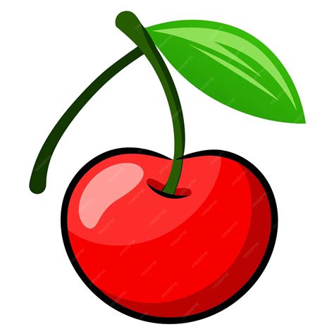 Red Cherry Clipart Cartoon Style Vector Illustration Premium Ai