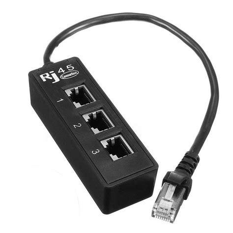 Rj45 Male To 3 Rj45 Female Port Network Extender Cable Splitter Lan