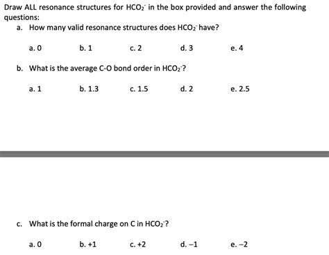 Solved Draw All Resonance Structures For Hco2 In The Box