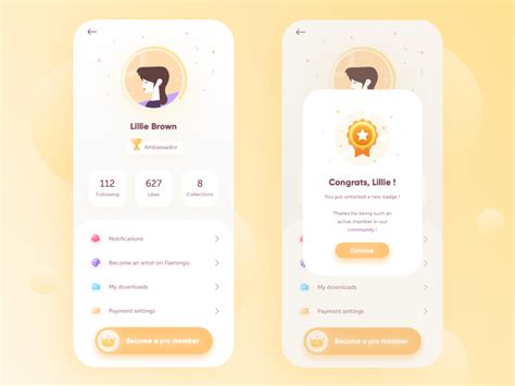 Flamingo 🦩• Profile And Badge Mobile App Design Inspiration Mobile