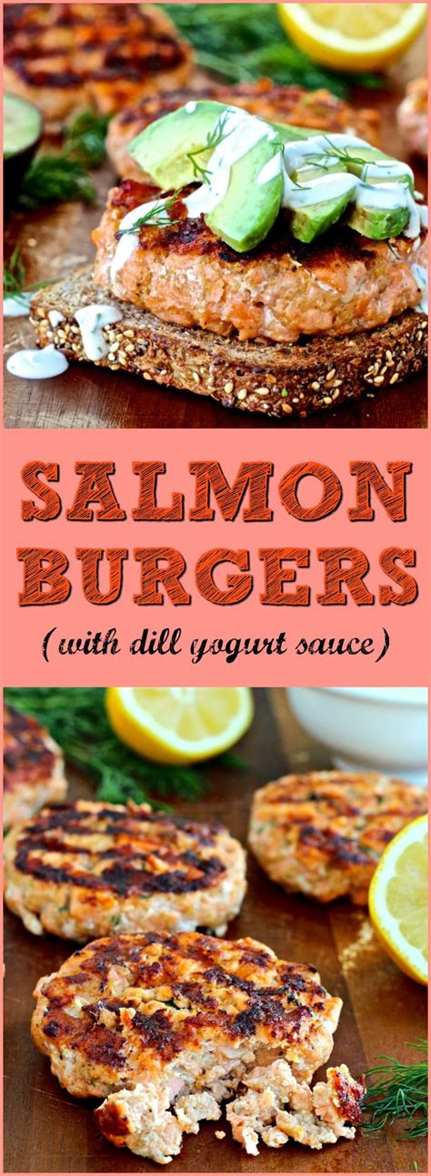 Grilled Salmon Burgers With Dill Yogurt Sauce Recipe Salmon Burgers