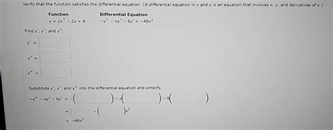 Solved Verify That The Function Satisfies The Differential Equation A Differential Equation