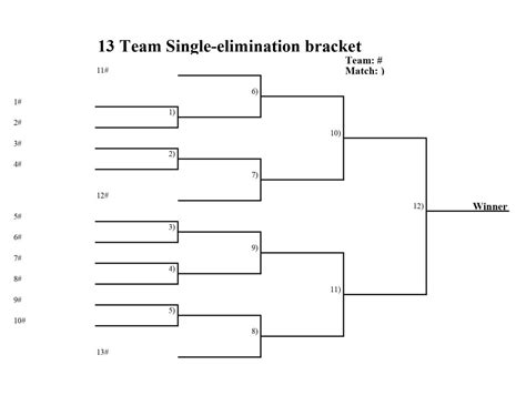 13 Team Single Elimination Printable Brackets Archives Printerfriendly
