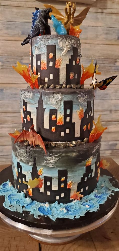 Godzilla Themed Cake June 2021 Chocolate And Vanilla Cake Cake