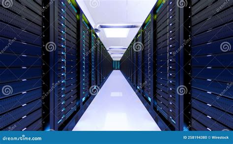 3d Render Of Cloud Data Server Panels In A Server Room Of A Data Center