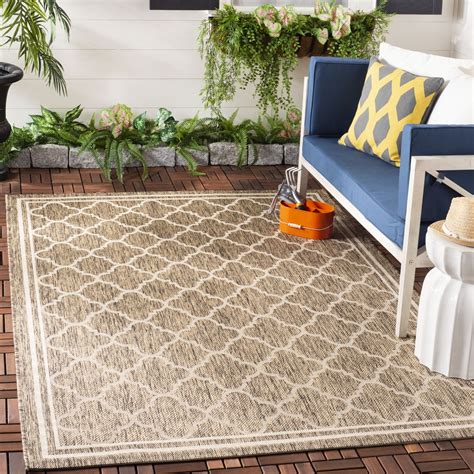 Safavieh Courtyard Alina Geometric Indoor Outdoor Area Rug 8 X 10 Brown Bone