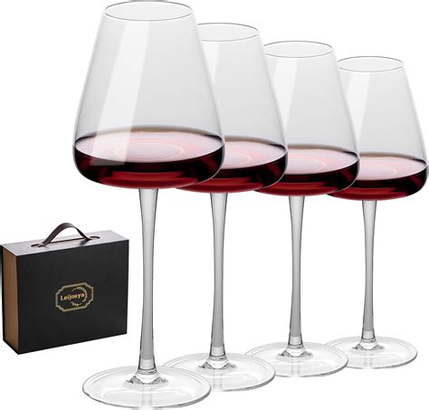 Leijosya Crystal Red Wine Glasses 16 Oz Long Stem Set Of