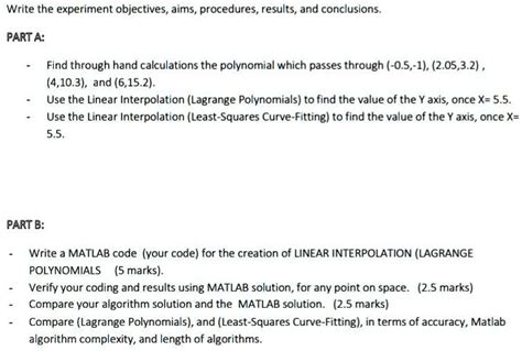 Solvedwrite The Experiment Objectives Aims Procedures Results And