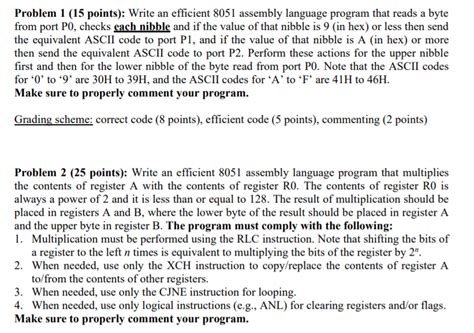 Problem 1 15 Points Write An Efficient 8051