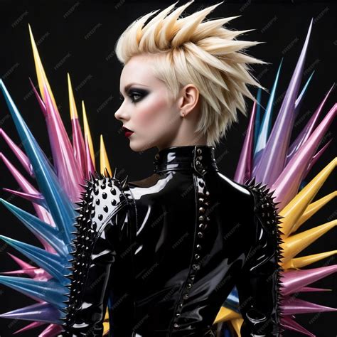 Punk Goth Woman With Spiky Blond Hair Premium Ai Generated Image