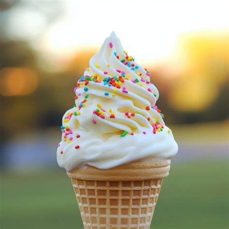 A Delicious Soft Serve Ice Cream Cone With Smooth Vanilla Flavor Is