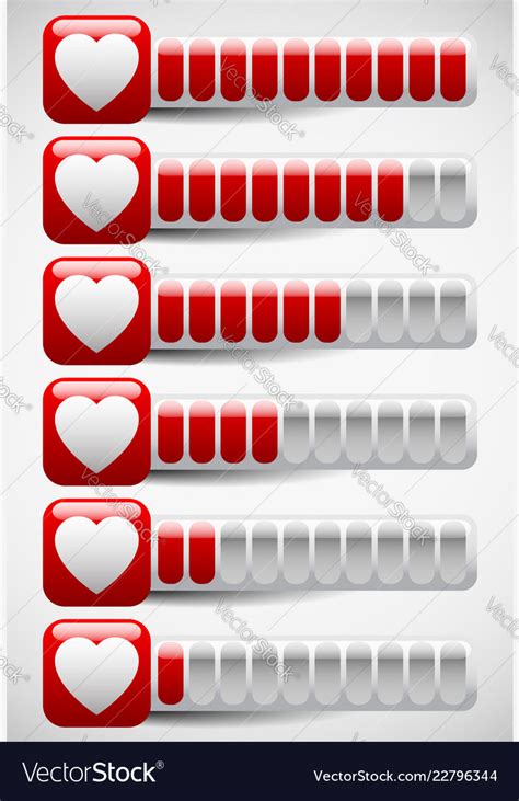 Meters With Heart Shapes Love Meter Health Points Vector Image