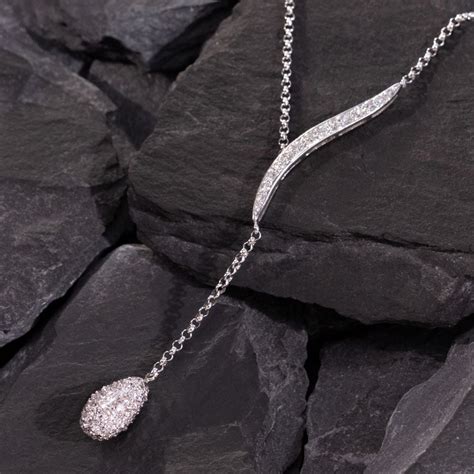 Pavé Diamond Drop Necklace 18k White Gold