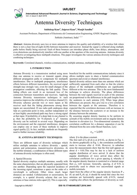 Antenna Diversity Techniques Docslib